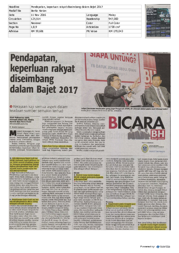(PDF) Pendapatan, keperluan rakyat diseimbang dalam Bajet 2017 | Rohaniza Idris - Academia.edu