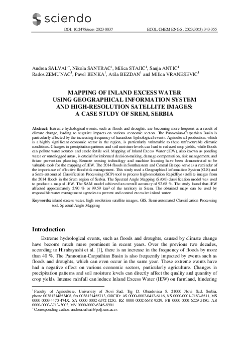 (PDF) Mapping of Inland Excess Water Using Geographical Information ...