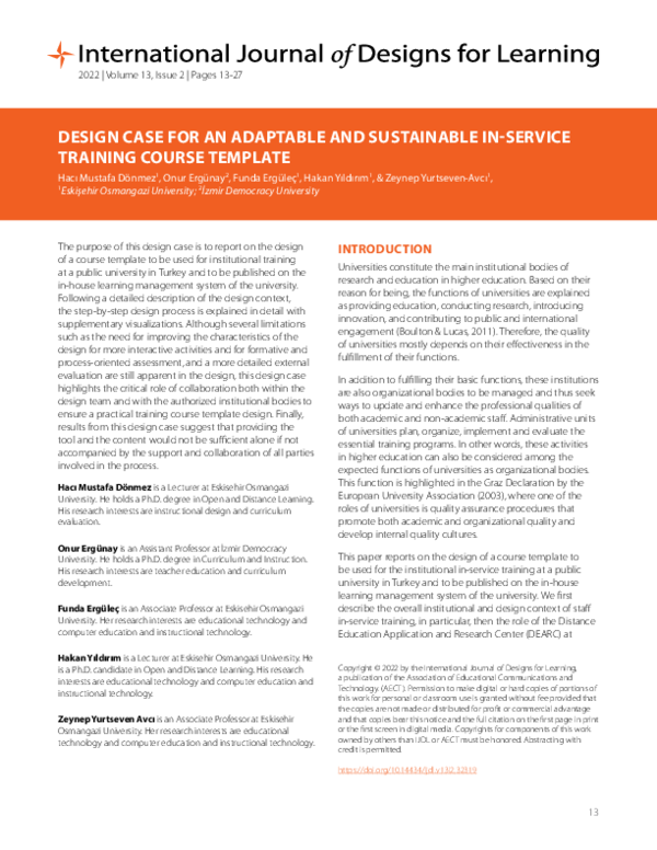 (PDF) Design Case for an Adaptable and Sustainable In-service Training ...