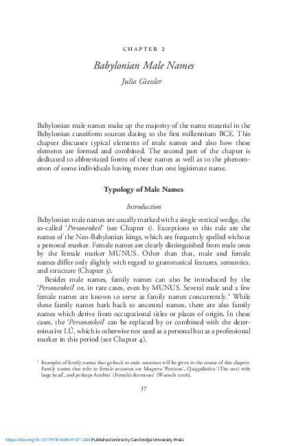 (PDF) Babylonian Male Names