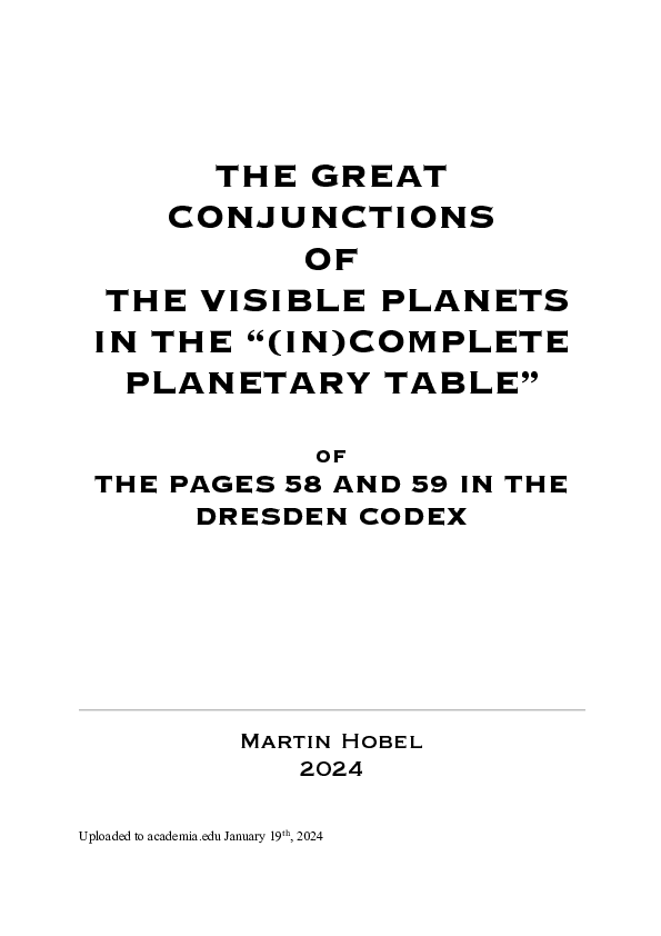 (PDF) THE GREAT CONJUNCTIONS OF THE VISIBLE PLANETS IN THE "(IN)COMPLETE PLANETARY TABLE" OF THE ...