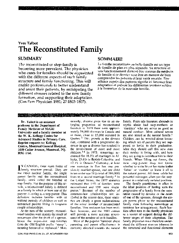 (PDF) The reconstituted family