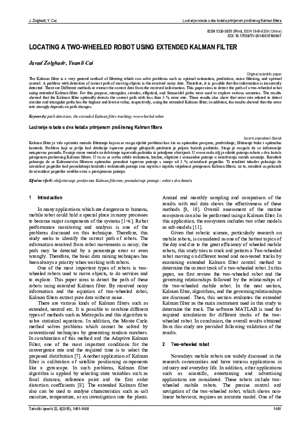 (PDF) Path Detection of a Two-Wheeled Robot Using EKF