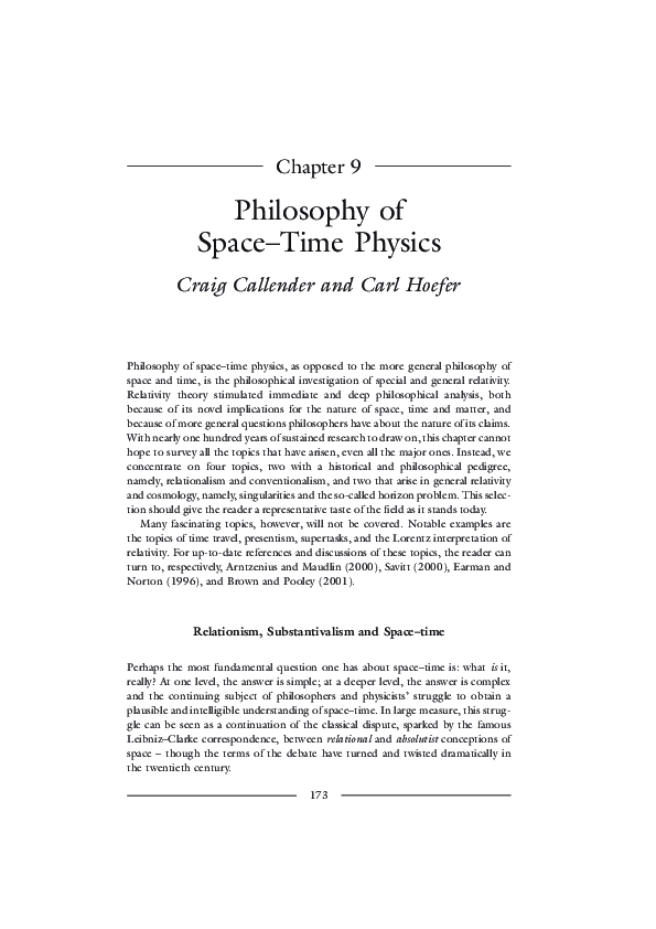 (PDF) Philosophy of Space-Time Physics