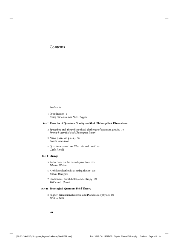 (PDF) Physics Meets Philosophy at the Planck Scale