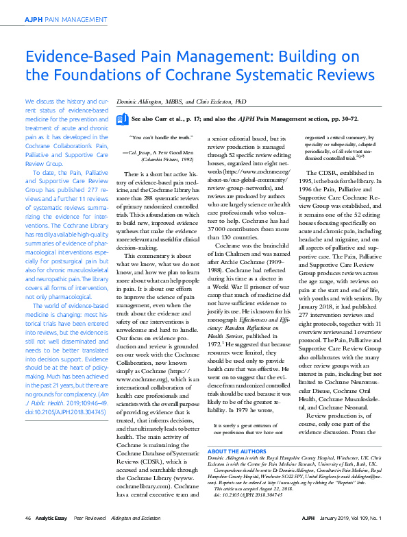 (PDF) Evidence-Based Pain Management: Building on the Foundations of ...
