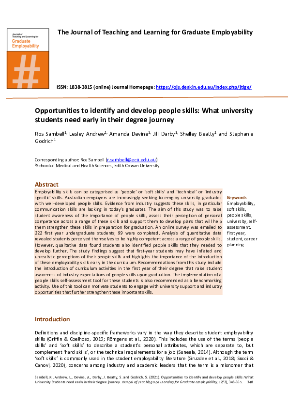 (PDF) Opportunities to identify and develop people skills: What ...