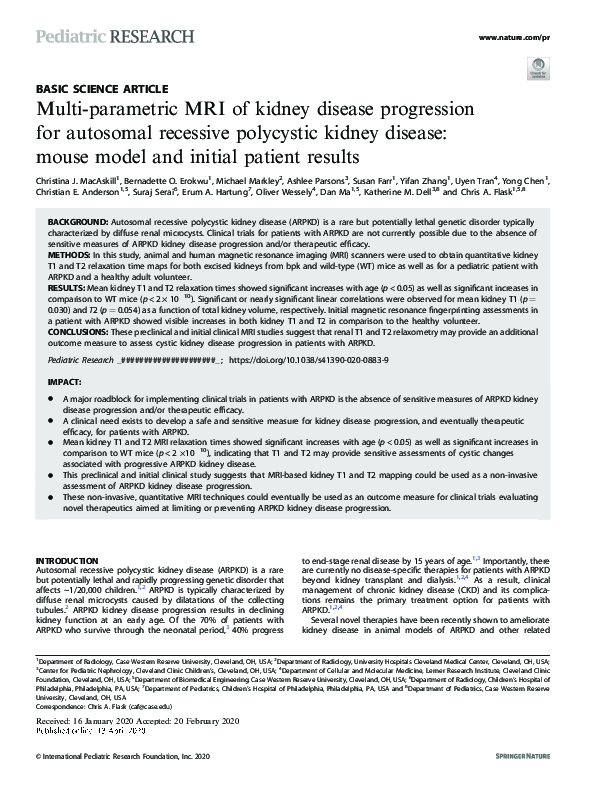 (PDF) Multi-parametric MRI of kidney disease progression for autosomal ...