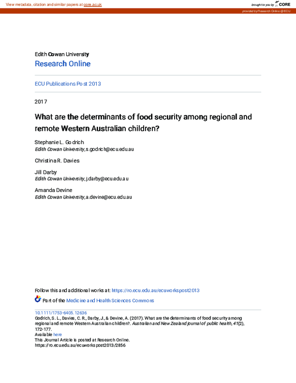 (PDF) What are the determinants of food security among regional and ...