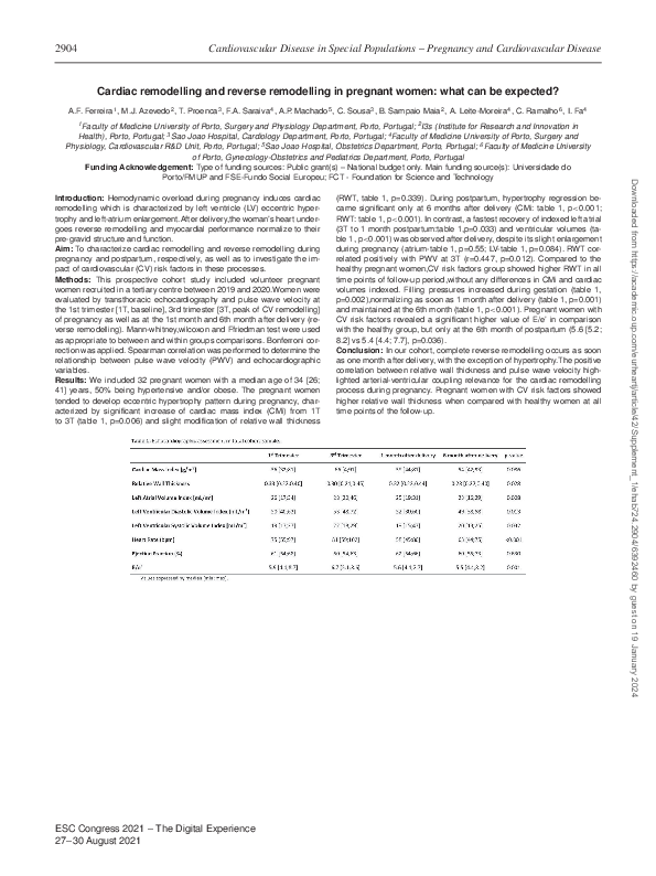 (PDF) Cardiac remodelling and reverse remodelling in pregnant women ...