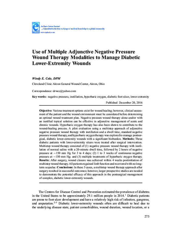 (PDF) Use of Multiple Adjunctive Negative Pressure Wound Therapy ...