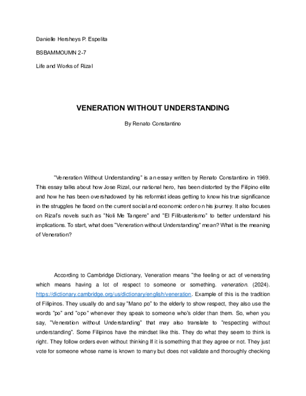 (PDF) VENERATION WITHOUT UNDERSTANDING