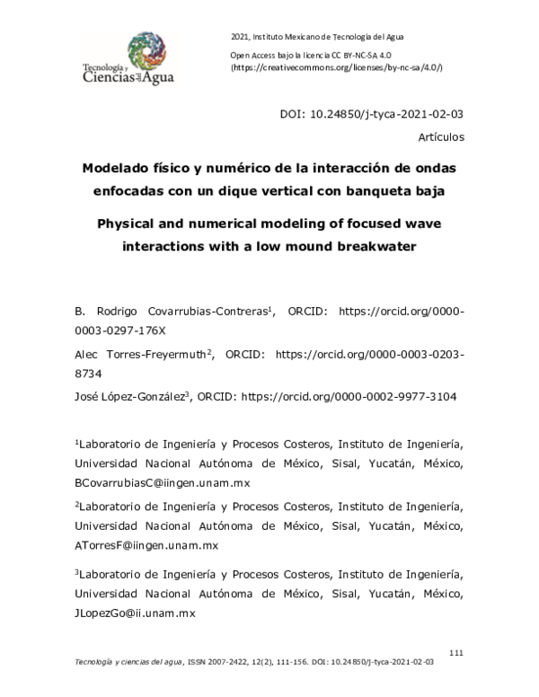 (PDF) Modelado físico y numérico de la interacción de ondas enfocadas ...