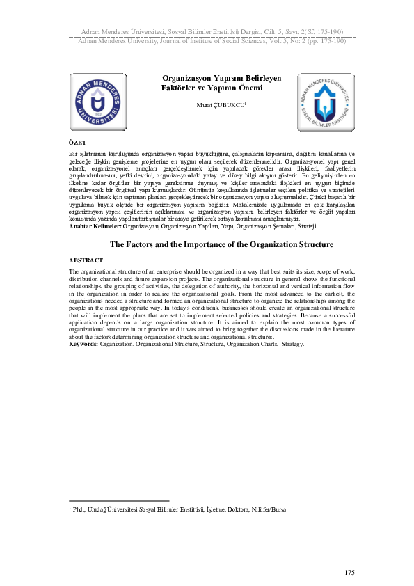 (PDF) The Factors and the Importance of the Organization Structure