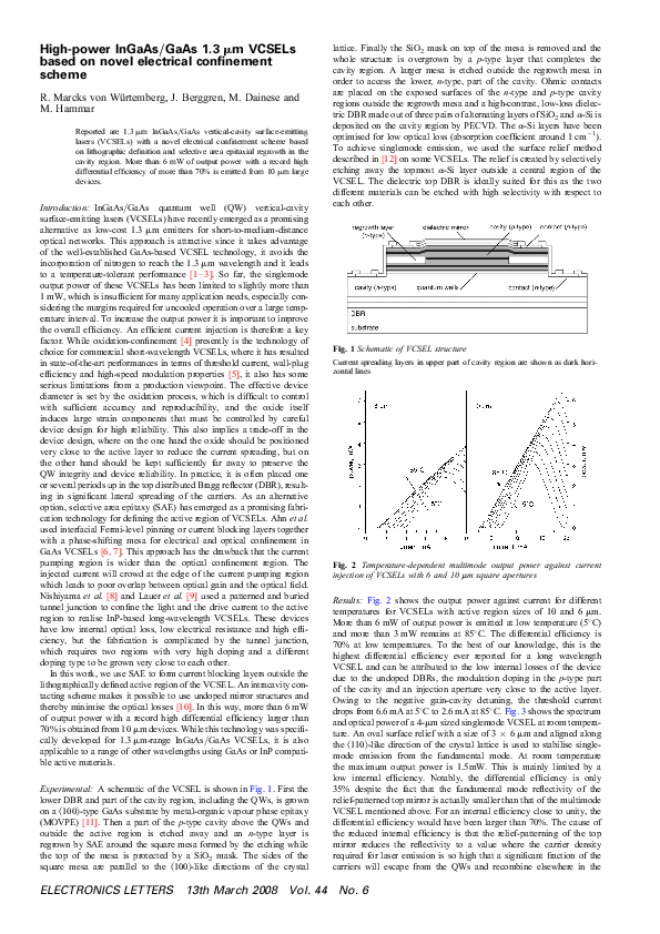 (PDF) High-power InGaAs/GaAs 1.3 [micro sign]m VCSELs based on novel ...