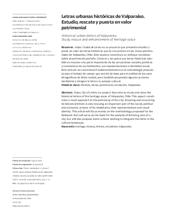 (PDF) Historical urban letters of Valparaíso. Study, rescue and ...