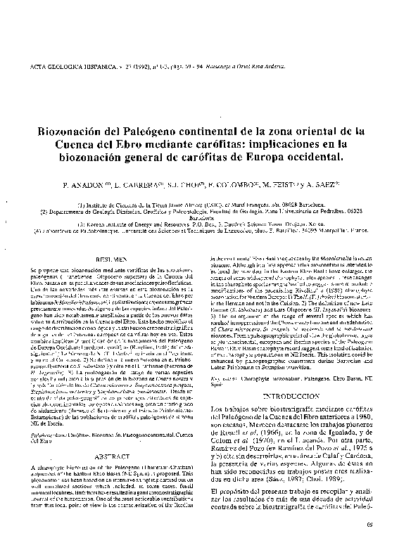 (PDF) Biozonación del Paleógeno continental de la zona oriental de la ...
