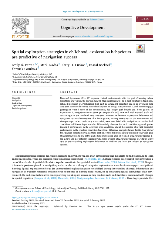 (PDF) Spatial exploration strategies in childhood; exploration ...