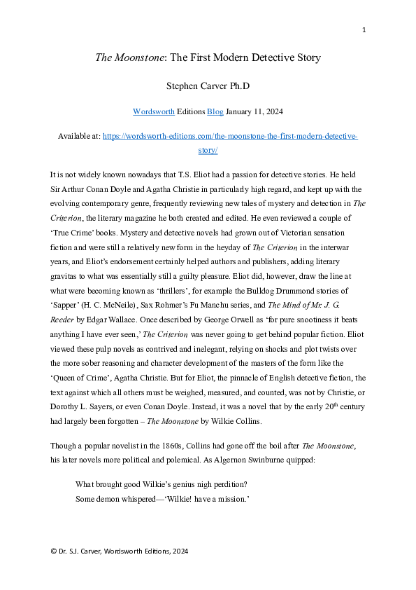 (PDF) The Moonstone: The First Modern Detective Story