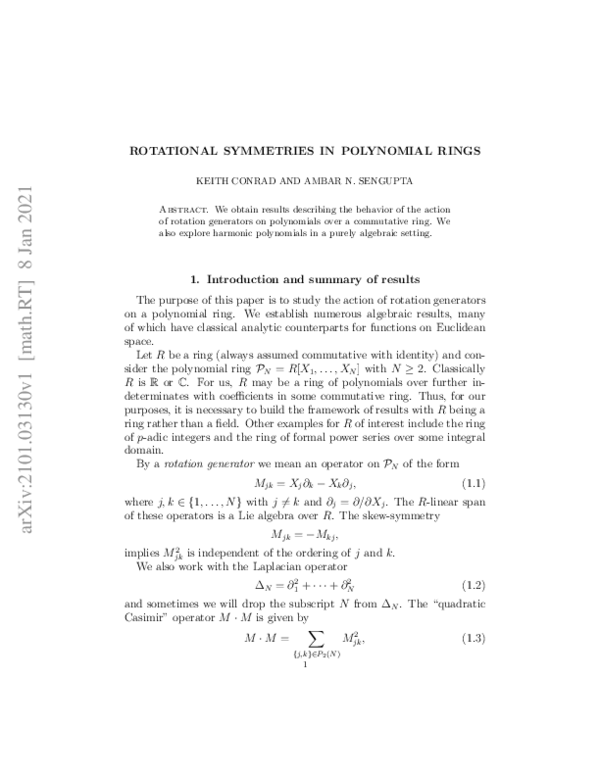 (PDF) Rotational Symmetries in Polynomial Rings