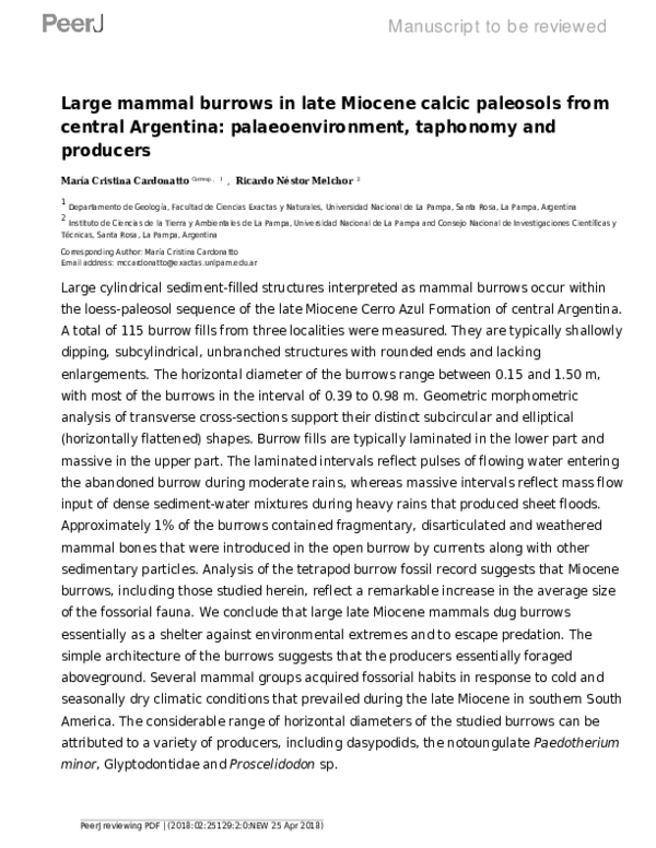 (PDF) Peer Review #2 of "Large mammal burrows in late Miocene calcic ...