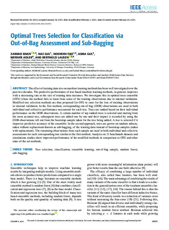 (PDF) Optimal Trees Selection for Classification via Out-of-Bag Assessment and Sub-Bagging | Naz ...