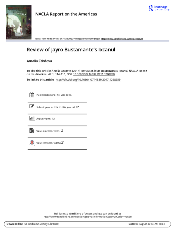(PDF) Review of Jayro Bustamante’s Ixcanul