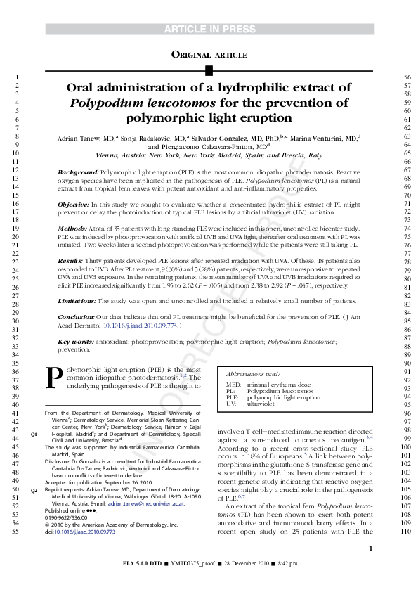 (PDF) Oral administration of a hydrophilic extract of Polypodium ...