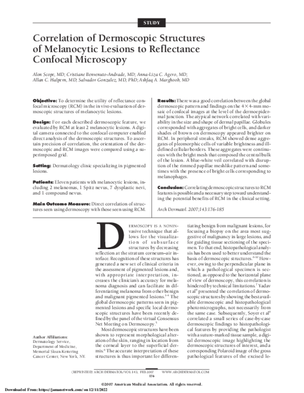 (PDF) Correlation of Dermoscopic Structures of Melanocytic Lesions to ...