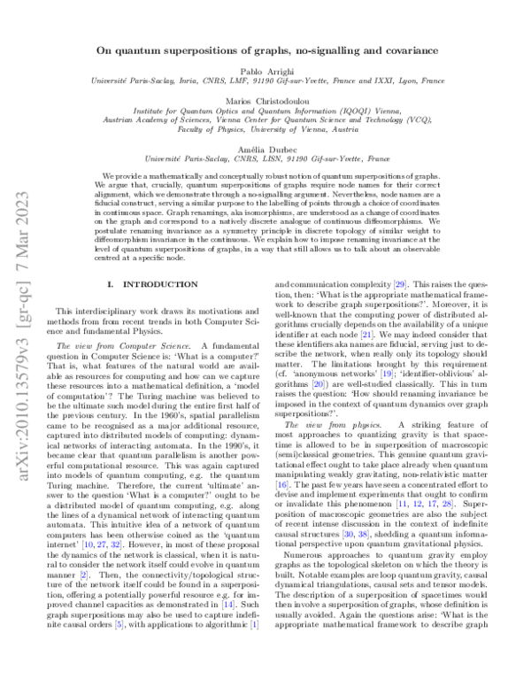(PDF) Quantum superpositions of graphs