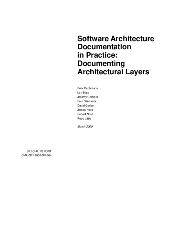 (PDF) Software Architecture Documentation in Practice: Documenting Architectural Layers | Reed ...