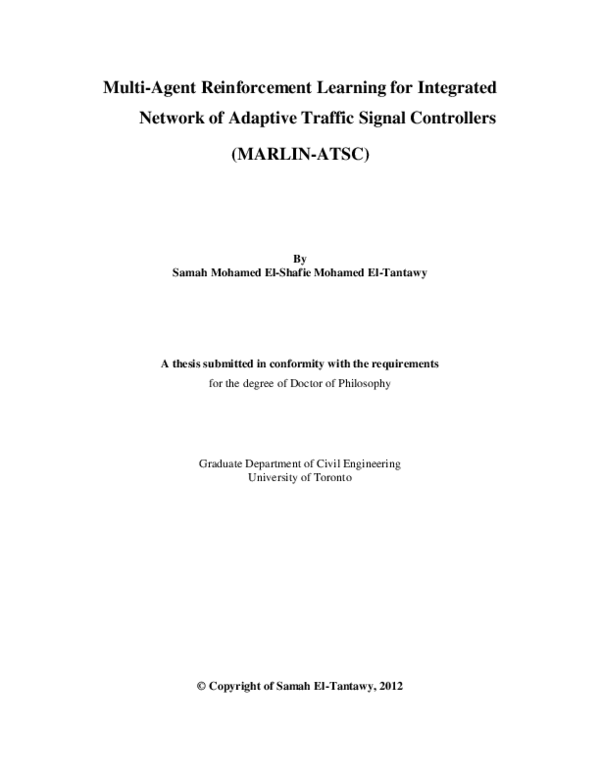 (PDF) Multi-Agent Reinforcement Learning for Integrated Network of ...