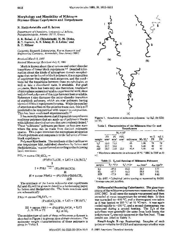 (PDF) Morphology and miscibility of miktoarm styrene-diene copolymers ...