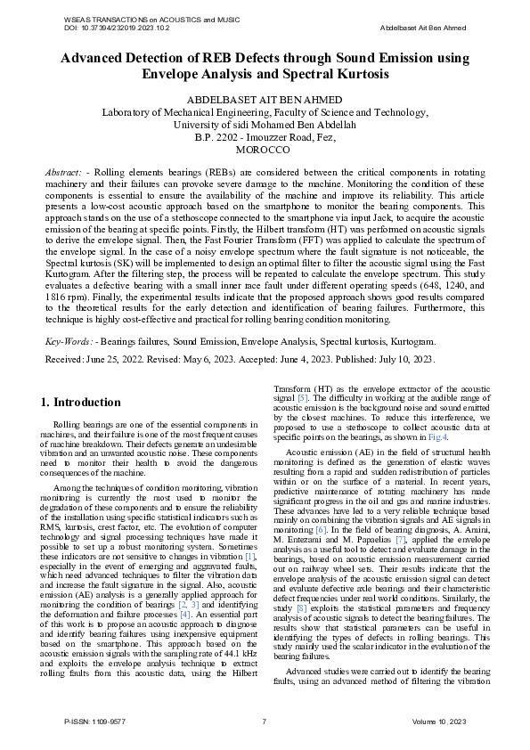 (PDF) Advanced Detection of REB Defects through Sound Emission using Envelope Analysis and ...