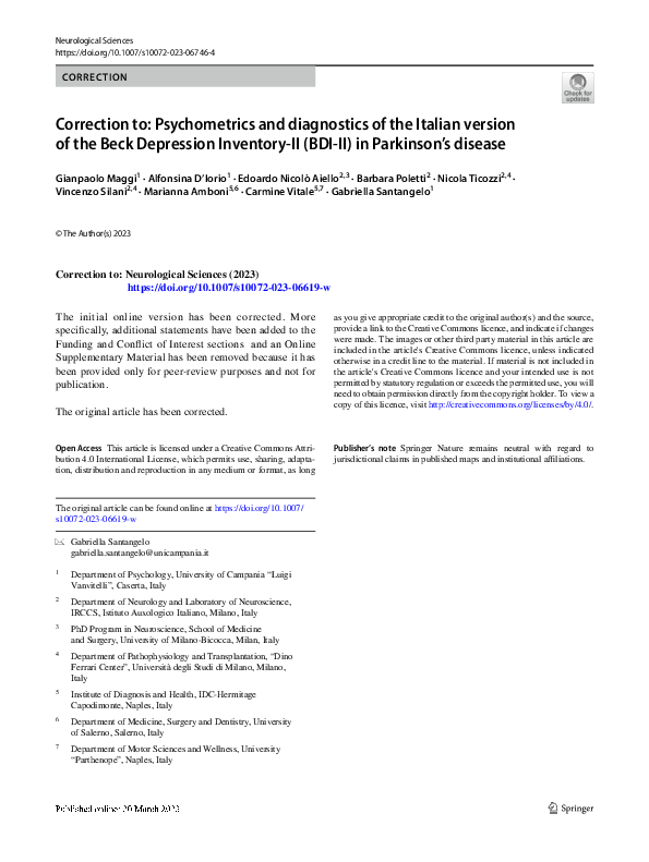 (PDF) Correction to: Psychometrics and diagnostics of the Italian ...