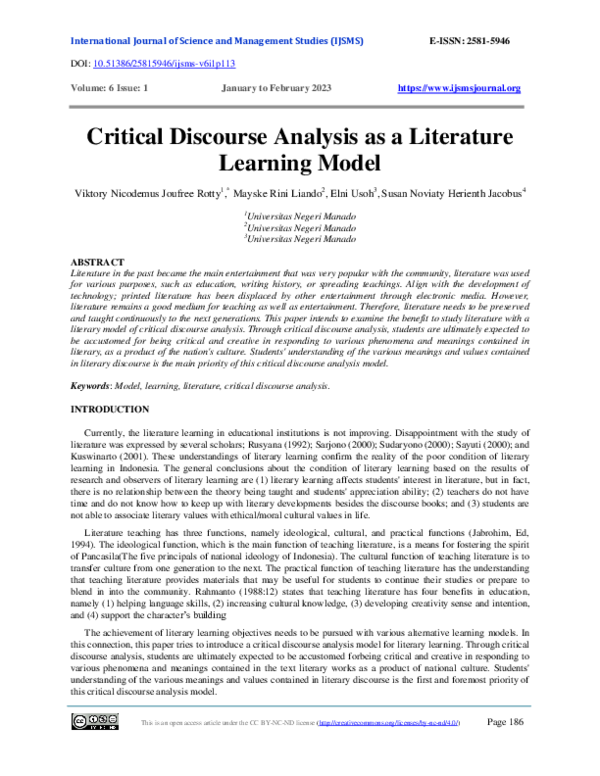 (PDF) Critical Discourse Analysis as a Literature Learning Model