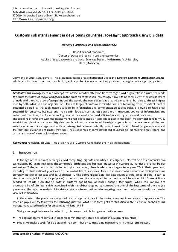 (PDF) Customs risk management in developing countries: Foresight ...