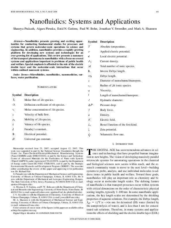 (PDF) Nanofluidics: Systems and Applications