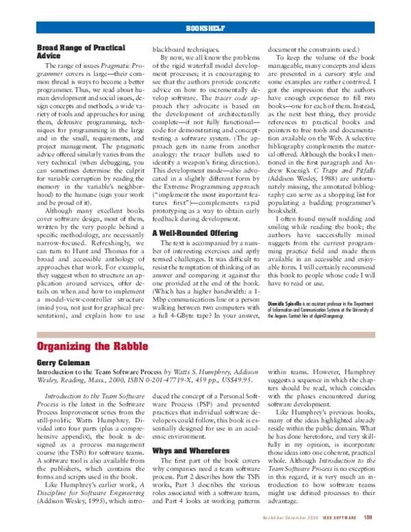 (PDF) Organizing the rable - Introduction to the Team Software Process ...
