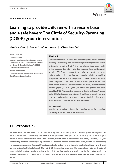 (PDF) Learning to provide children with a secure base and a safe haven ...