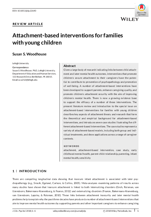 (PDF) Attachment-based interventions for families with young children
