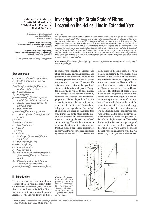 (PDF) Investigating the Strain State of Fibres Located on the Helical ...