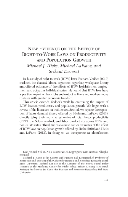 (PDF) New Evidence on the Effect of Right-to-Work Laws on Productivity ...