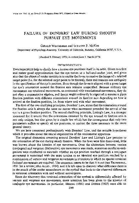 (PDF) Failure of Donders' law during smooth pursuit eye movements