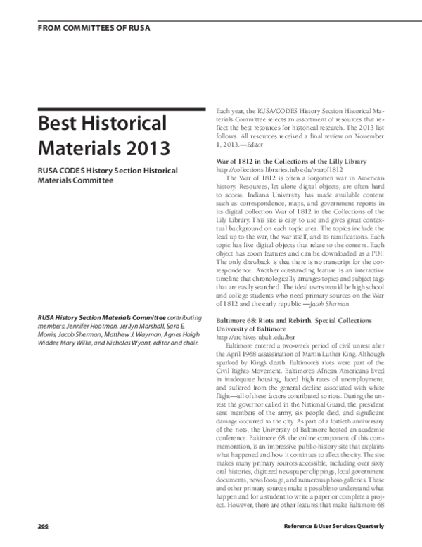 (PDF) Best Historical Materials 2013