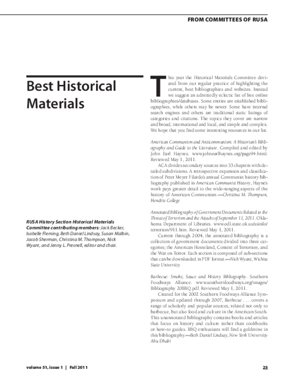 (PDF) Best Historical Materials