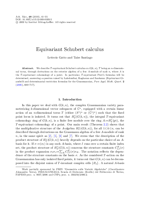 (PDF) Equivariant Schubert calculus