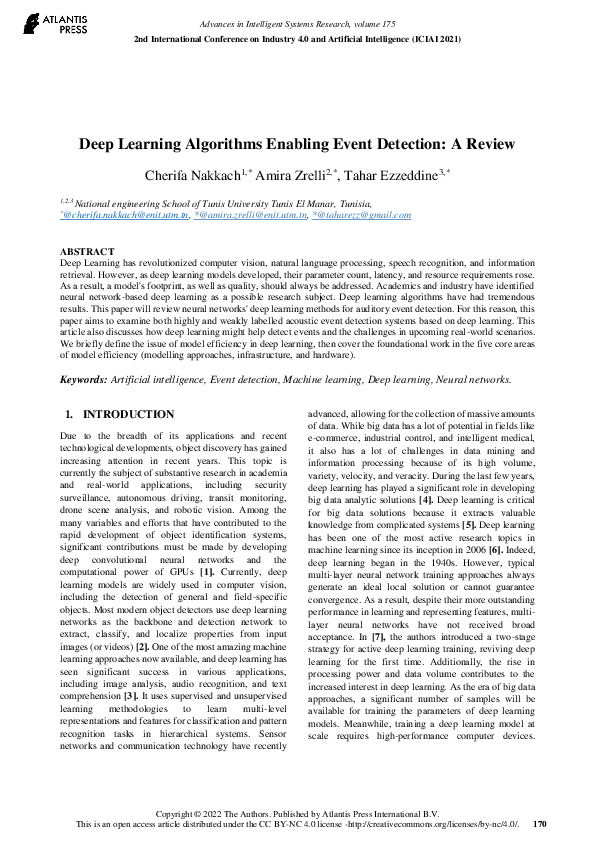 Deep Learning Algorithms Enabling Event Detection A Review
