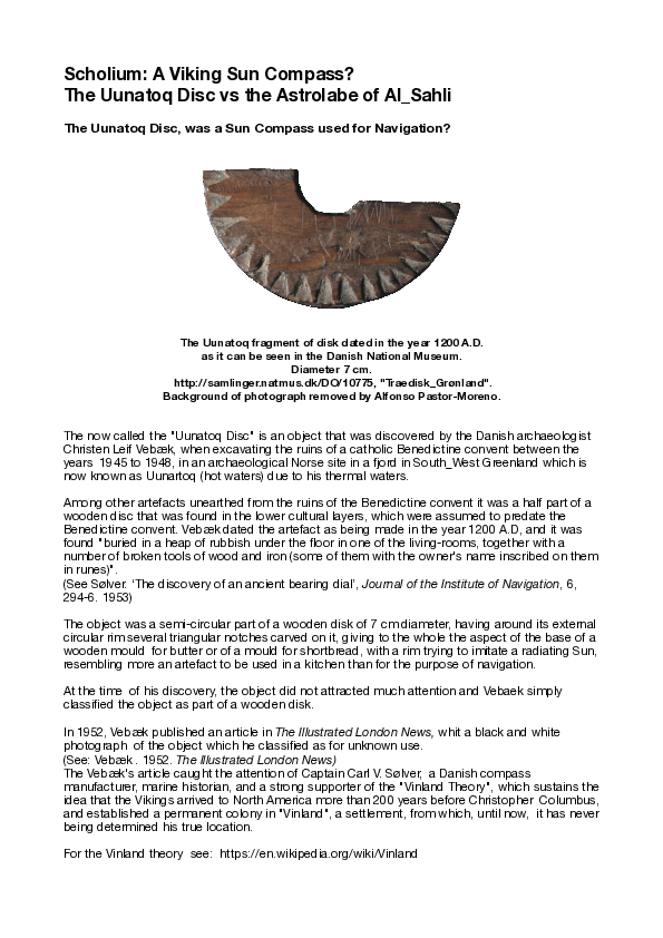 (PDF) Viking Sun Compass ?. The Uunatoq Disc vs the Astrolabes made by ...