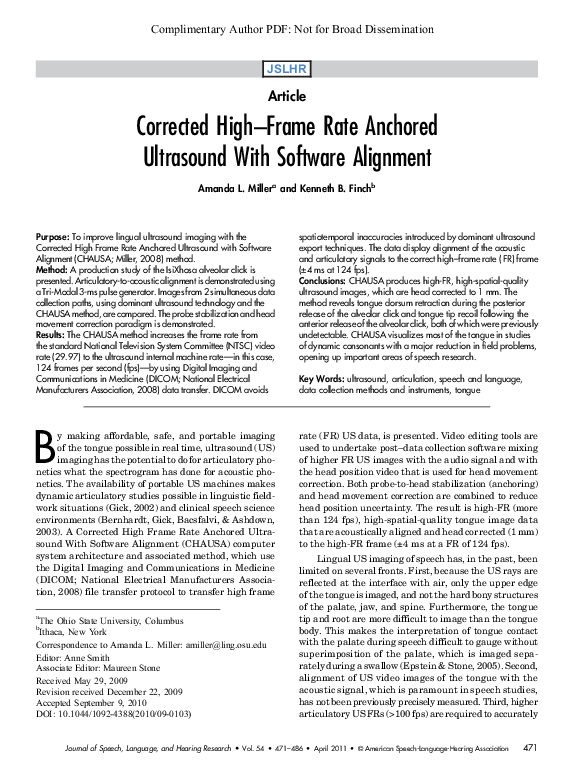 (PDF) Corrected High–Frame Rate Anchored Ultrasound With Software Alignment